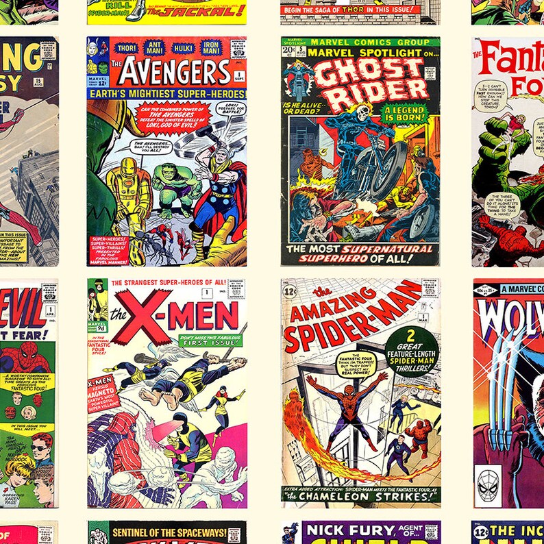 Marvel Comics Art Poster Historical Collection of Comics - Etsy