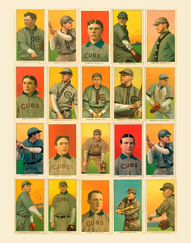 Chicago Cubs - Baseball Card Poster - Vintage Cubs Memorabilia - Art ...