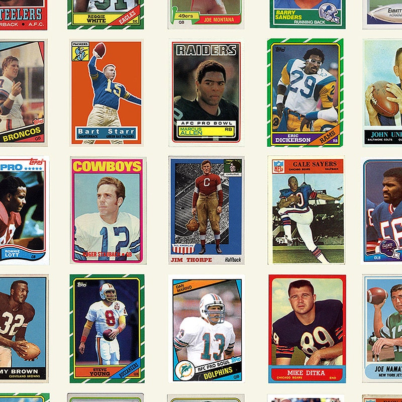 NFL Hall of Fame Football Card Poster - Art Print - HOF Collection - Etsy