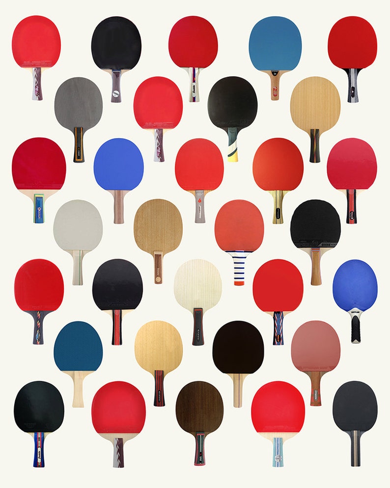 Vintage Ping Pong Paddle Racquet Poster - Custom 24 X 36in. Print - Art ...