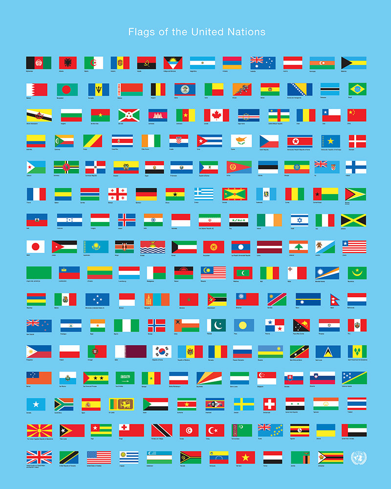 Flags of the United Nations Poster UN Art Print World Wall - Etsy