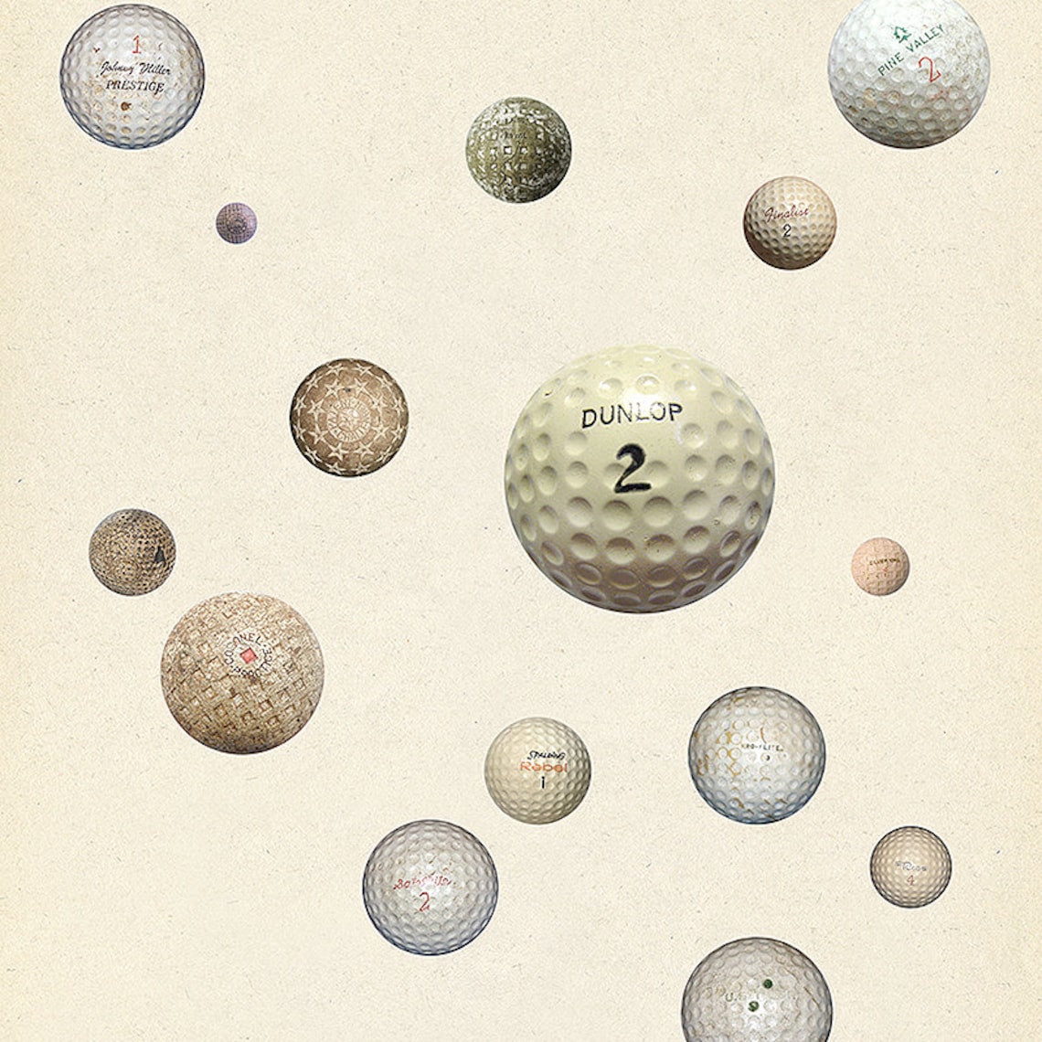 History of the Golf Ball Classic Golf Ball Illustration - Etsy