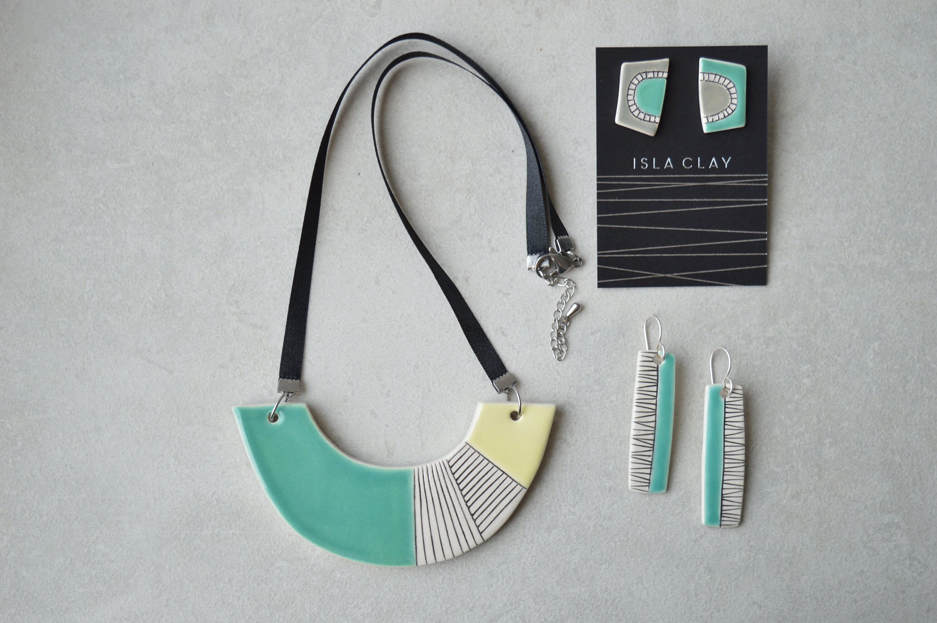 Turquoise Statement Necklace Chunky Ceramic Necklace - Etsy UK