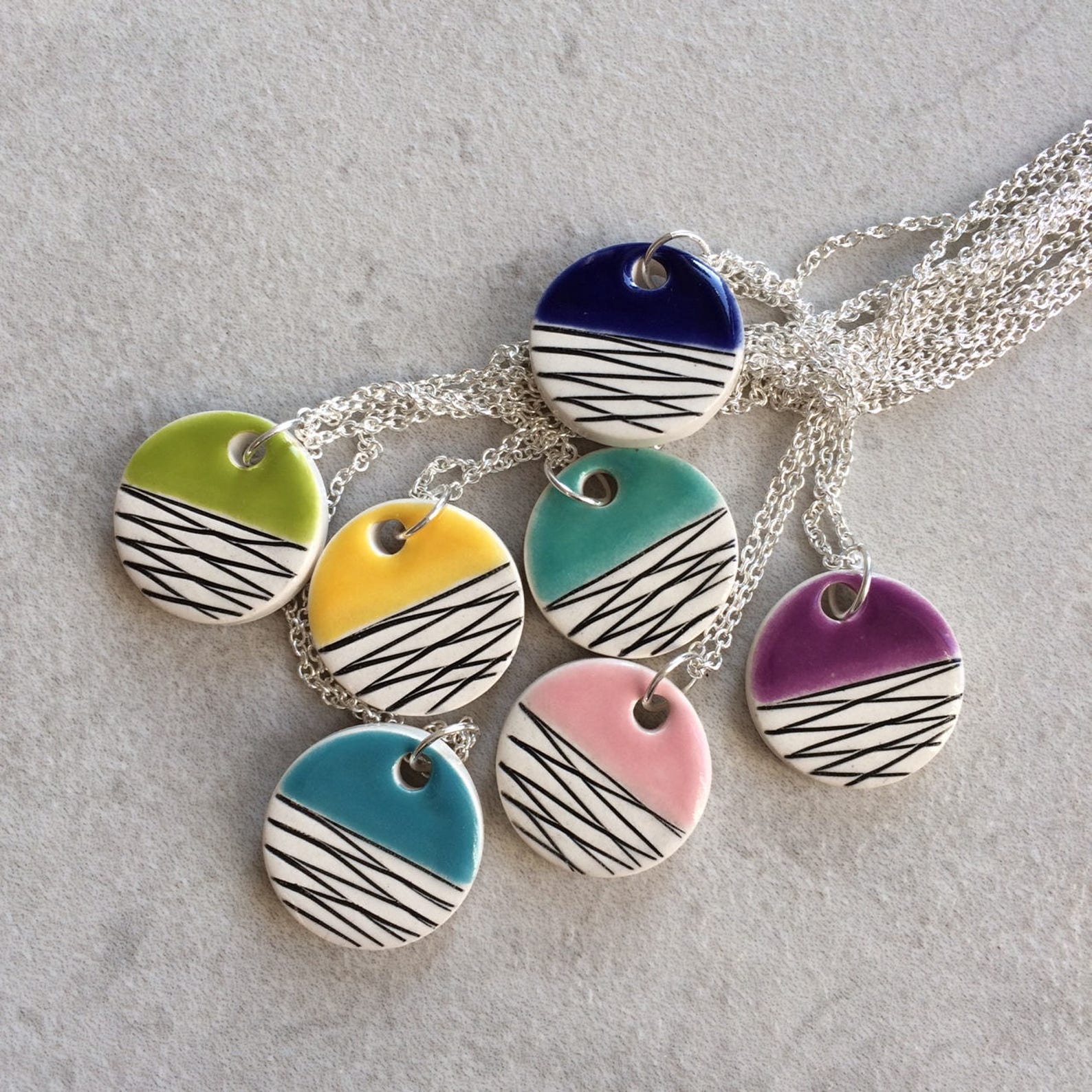 Ceramic Pendant Necklace Colourful Ceramic Jewelry Gift for - Etsy