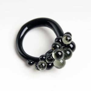 Black Glass Cocktail Ring • Unique Funky Modernist Handmade Jewelry ...
