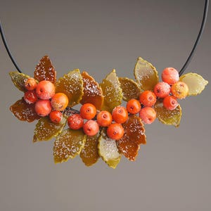 Rowanberry Necklace Orange Nature Jewelry Gift for Women Food Jewelry ...