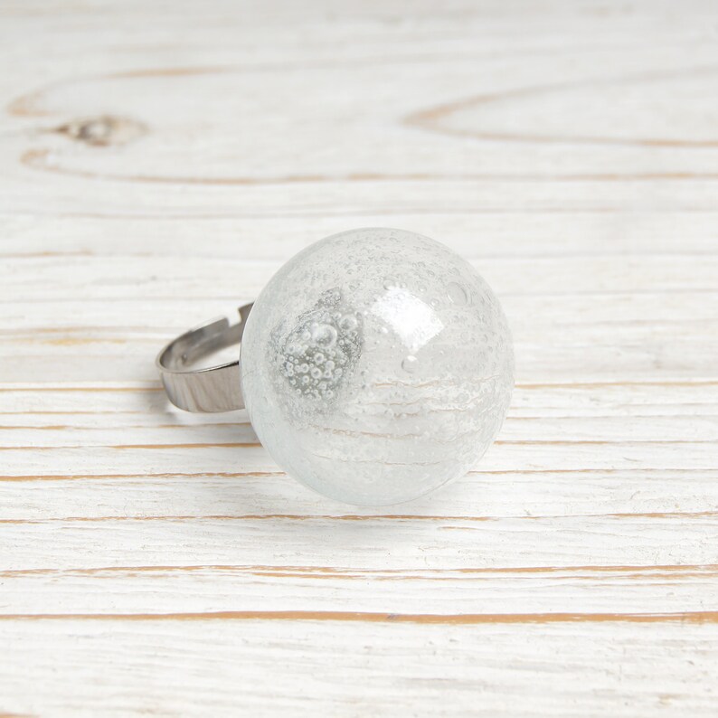 Unique Glass Bubble Cocktail Ring • Chunky Statement Handmade Ball ...