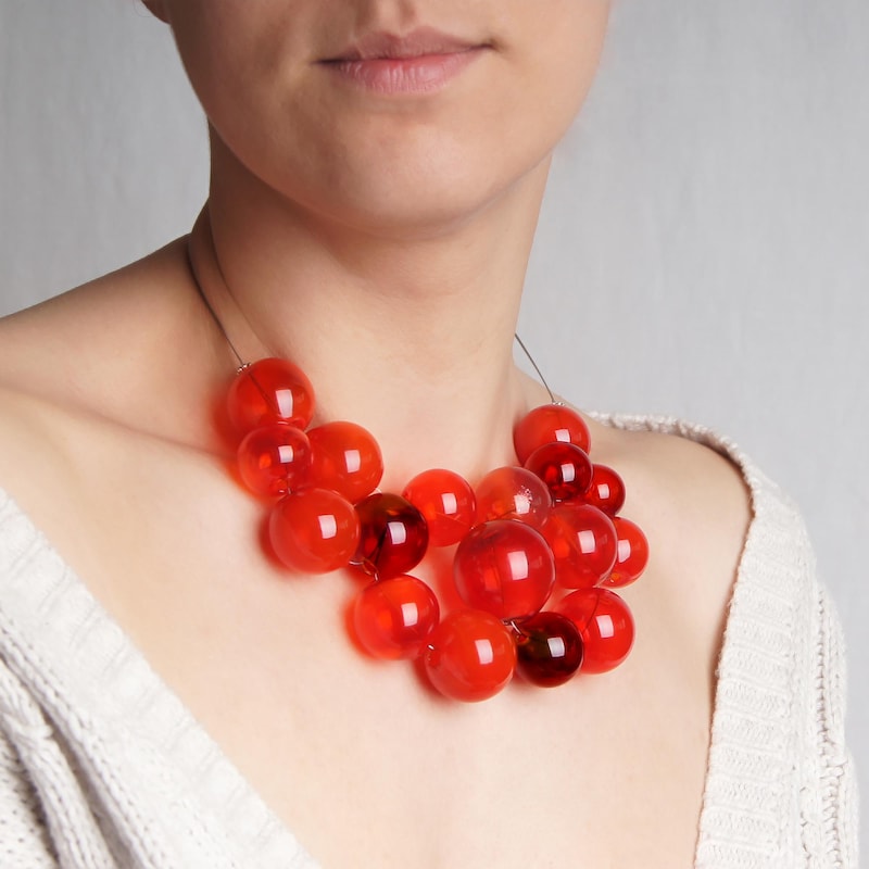 Red Necklace - Etsy