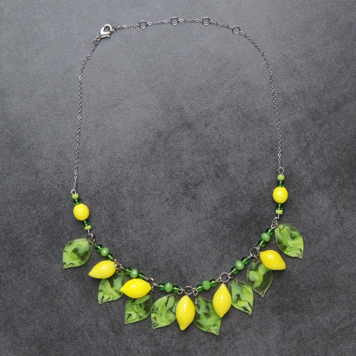 Lemon necklace Glass fruit necklace Citrus necklace Statement | Etsy