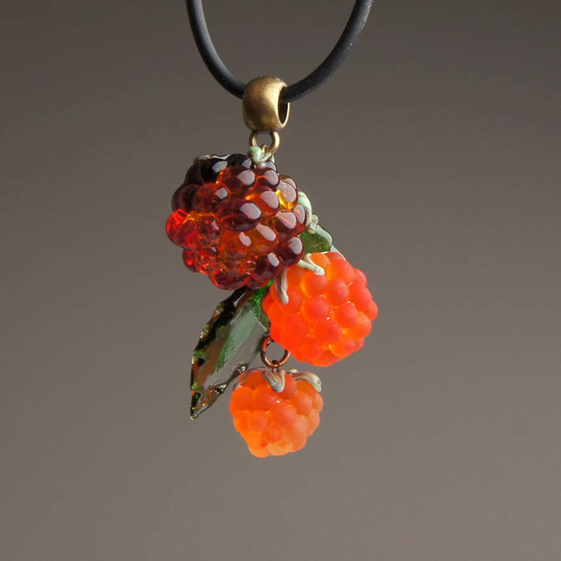 Red blackberry necklace Orange berry necklace Red fruit | Etsy