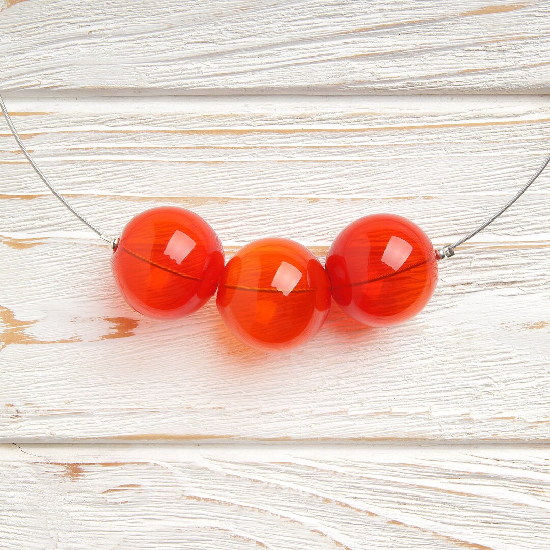 Red Necklace Glass Bubble Necklace Glass Ball Necklace Bold Chunky ...