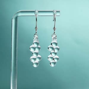 Cluster Geometric Earrings Dangle • Clear Sculptural Bubble Statement ...