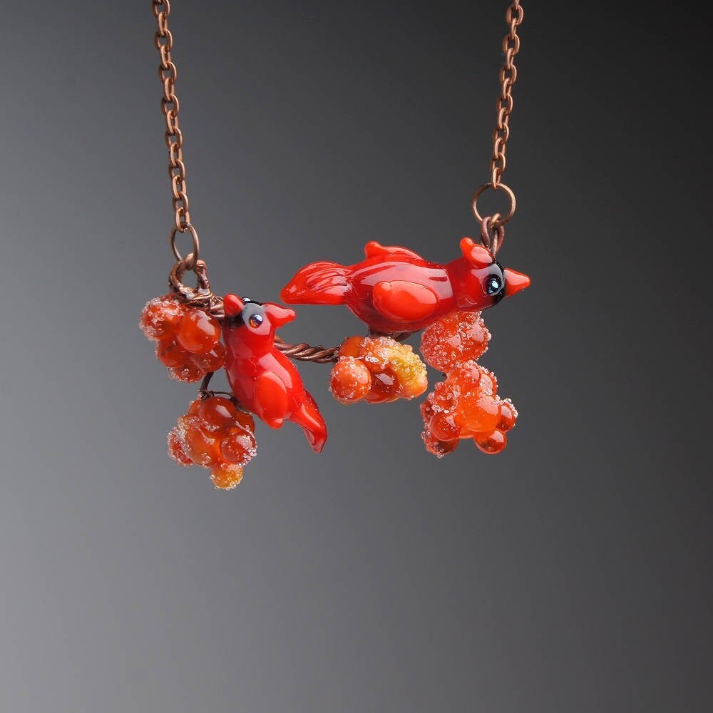 Red Cardinal Necklace Mama Bird Necklace for Mom Birthday Gift | Etsy