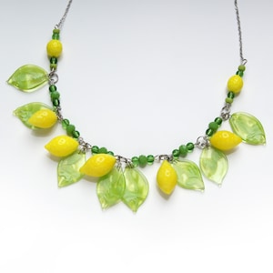 Lemon Necklace Glass Fruit Necklace Citrus Necklace Statement Yellow ...