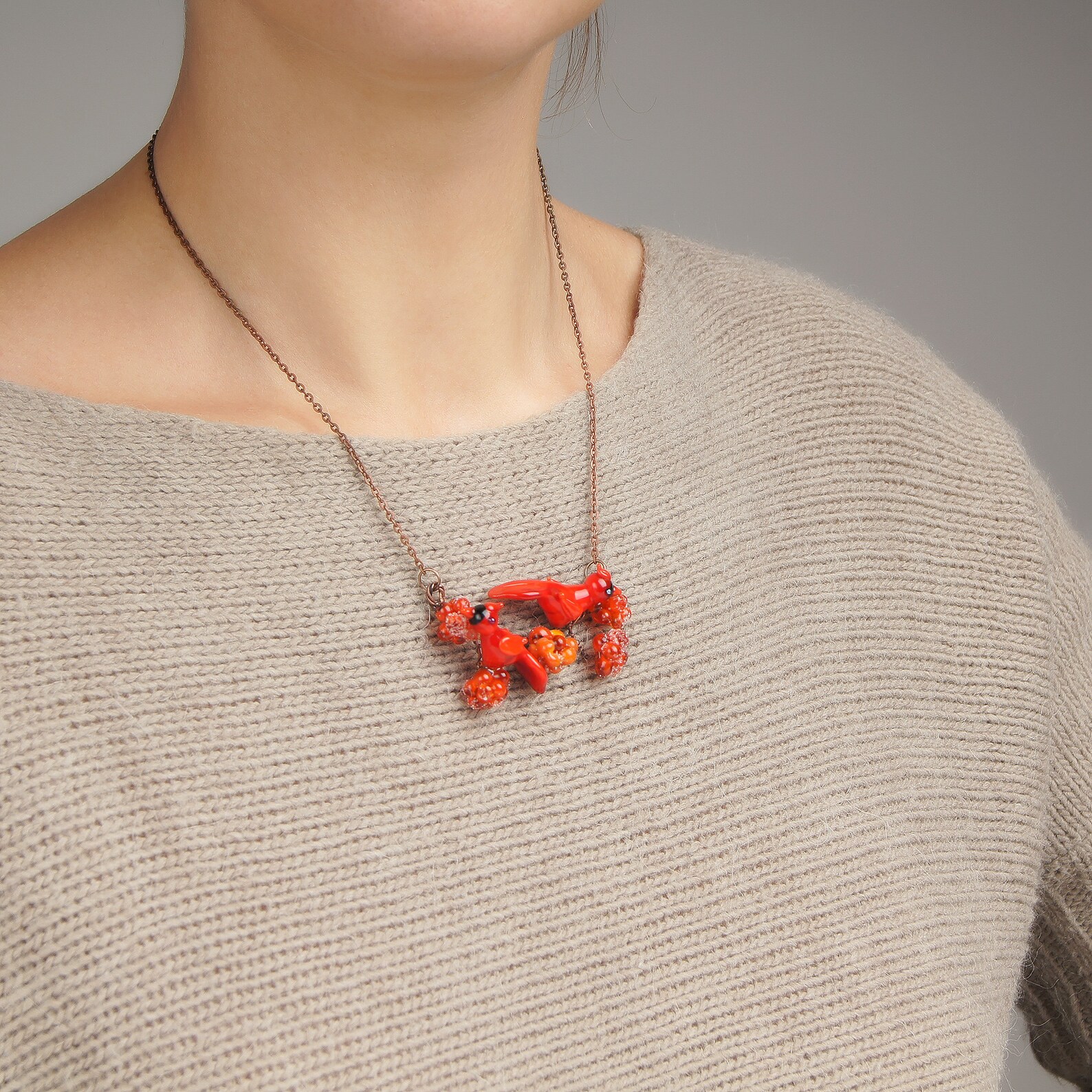 Red Cardinal Necklace Mama Bird Necklace for Mom Birthday Gift | Etsy