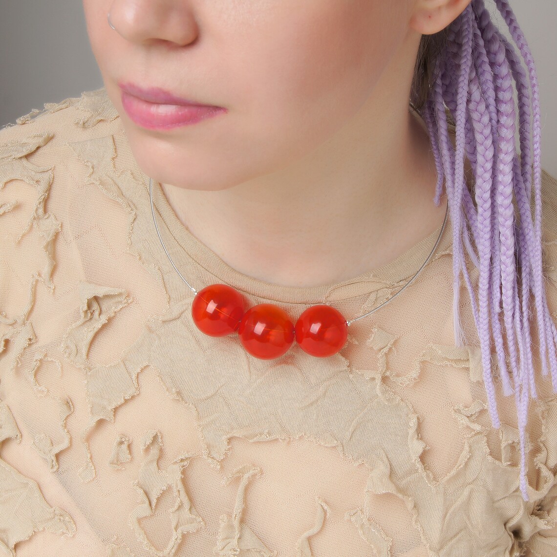 Red Necklace Glass Bubble Necklace Glass Ball Necklace Bold | Etsy