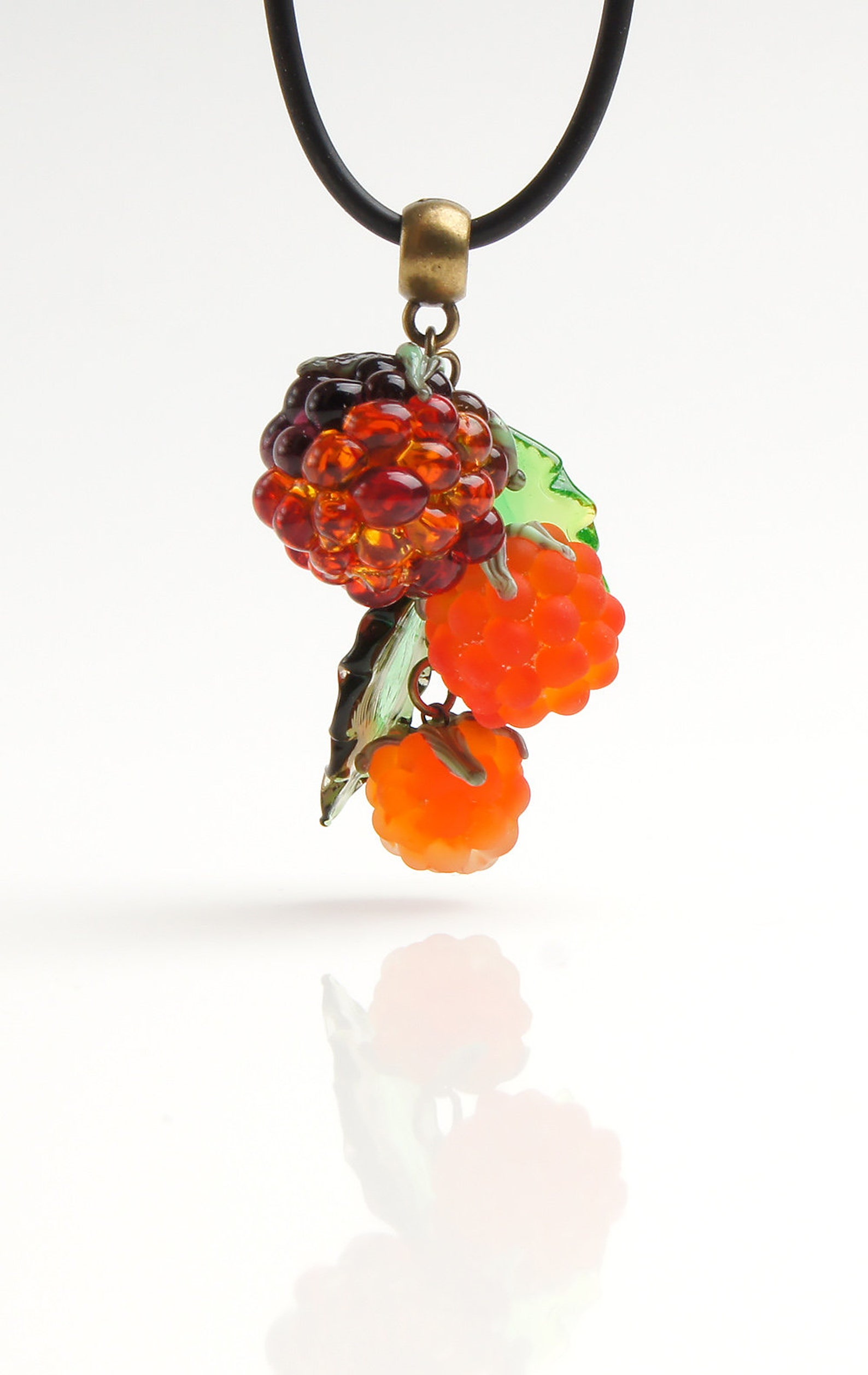 Red blackberry necklace Orange berry necklace Red fruit | Etsy