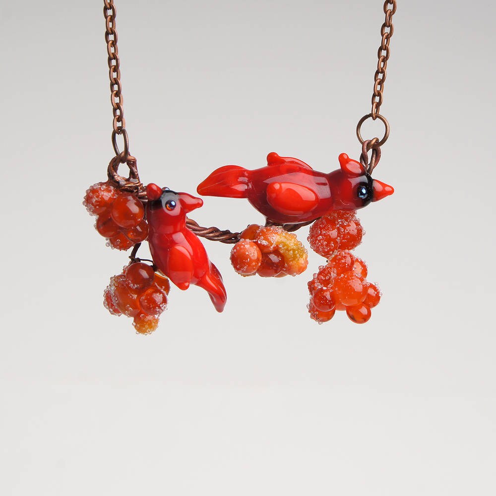 Red Cardinal Necklace Mama Bird Necklace for Mom Birthday Gift | Etsy