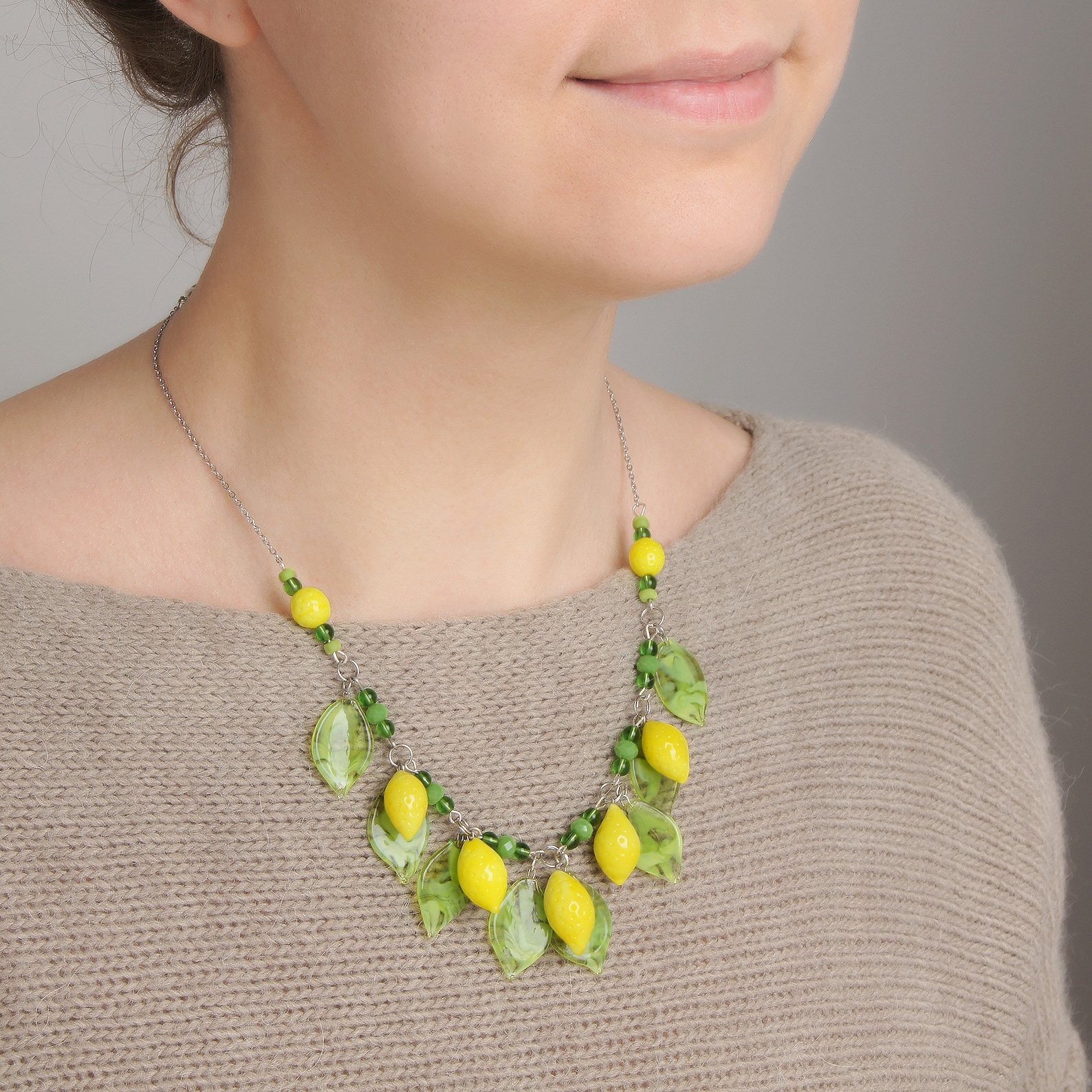 Lemon Necklace Glass Fruit Necklace Citrus Necklace Statement | Etsy