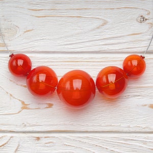 Large Red Necklace Glass Bubble Necklace Red Chunky Necklace Large Bead ...