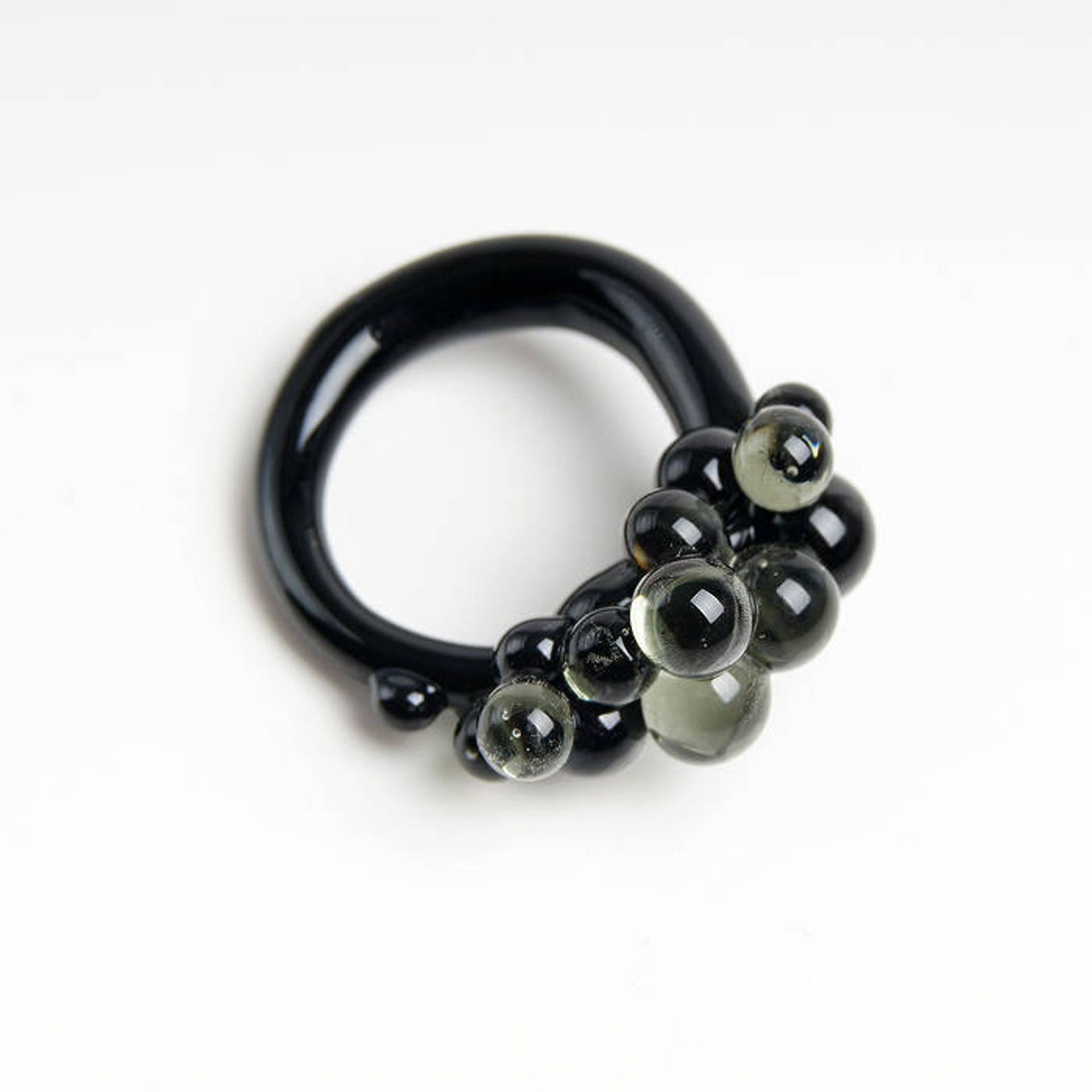 Black Cluster Ring Chunky Black Ring Black Cocktail Ring Big - Etsy
