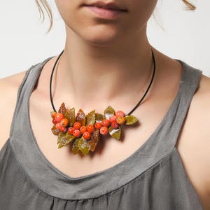 Rowanberry Necklace Orange Nature Jewelry Gift for Women Food Jewelry ...