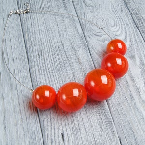 Large Red Necklace Glass Bubble Necklace Red Chunky Necklace Large Bead ...