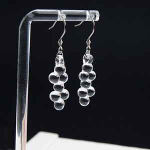 Cluster Geometric Earrings Dangle • Clear Sculptural Bubble Statement ...