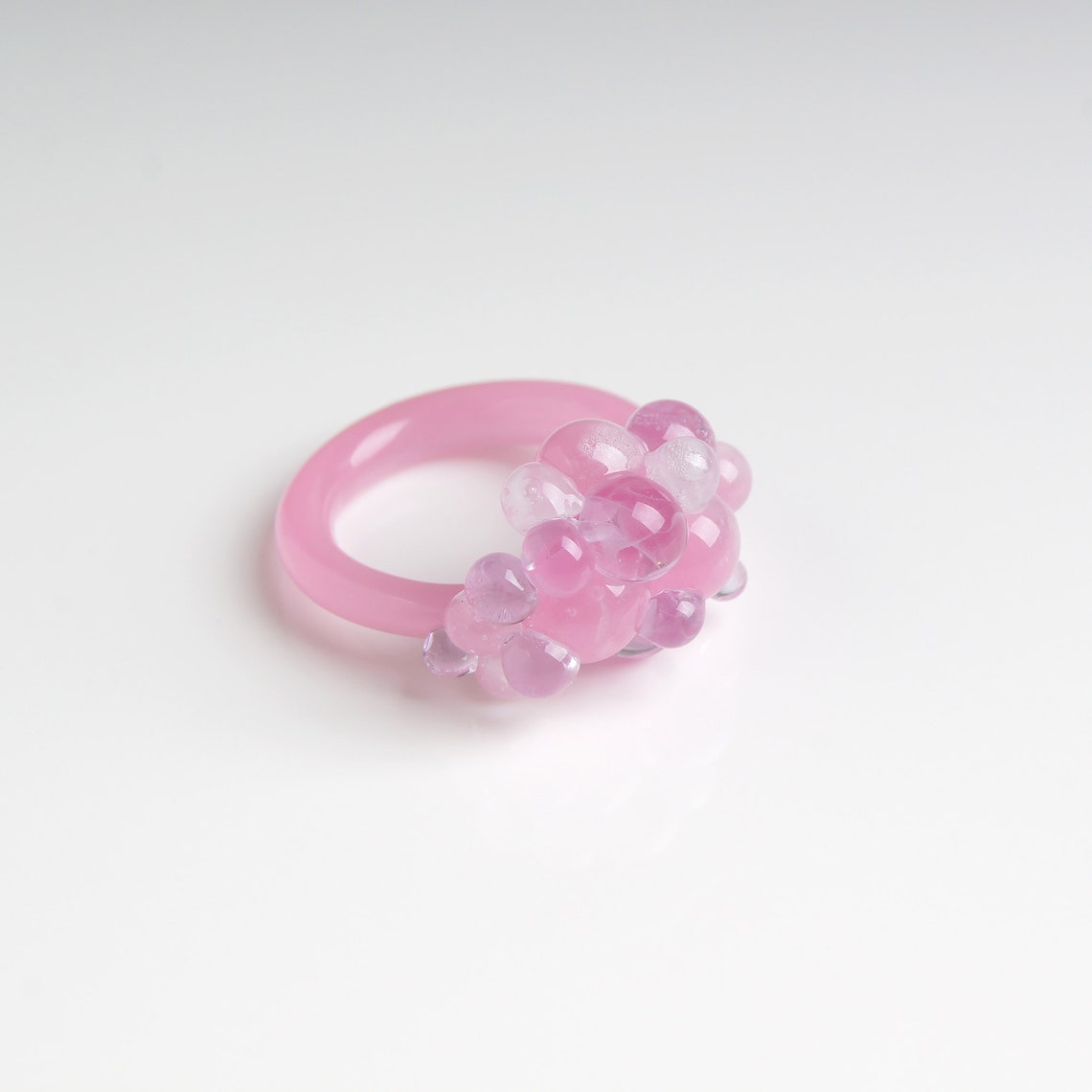 Pink cocktail ring Light pink ring Big glass ring Glass bubble | Etsy