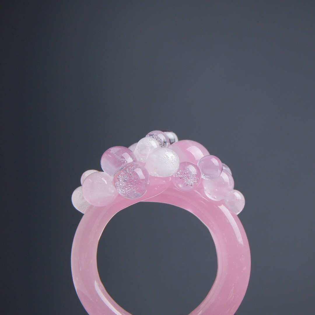 Pink Cocktail Ring Light Pink Ring Big Glass Ring Glass Bubble Ring ...
