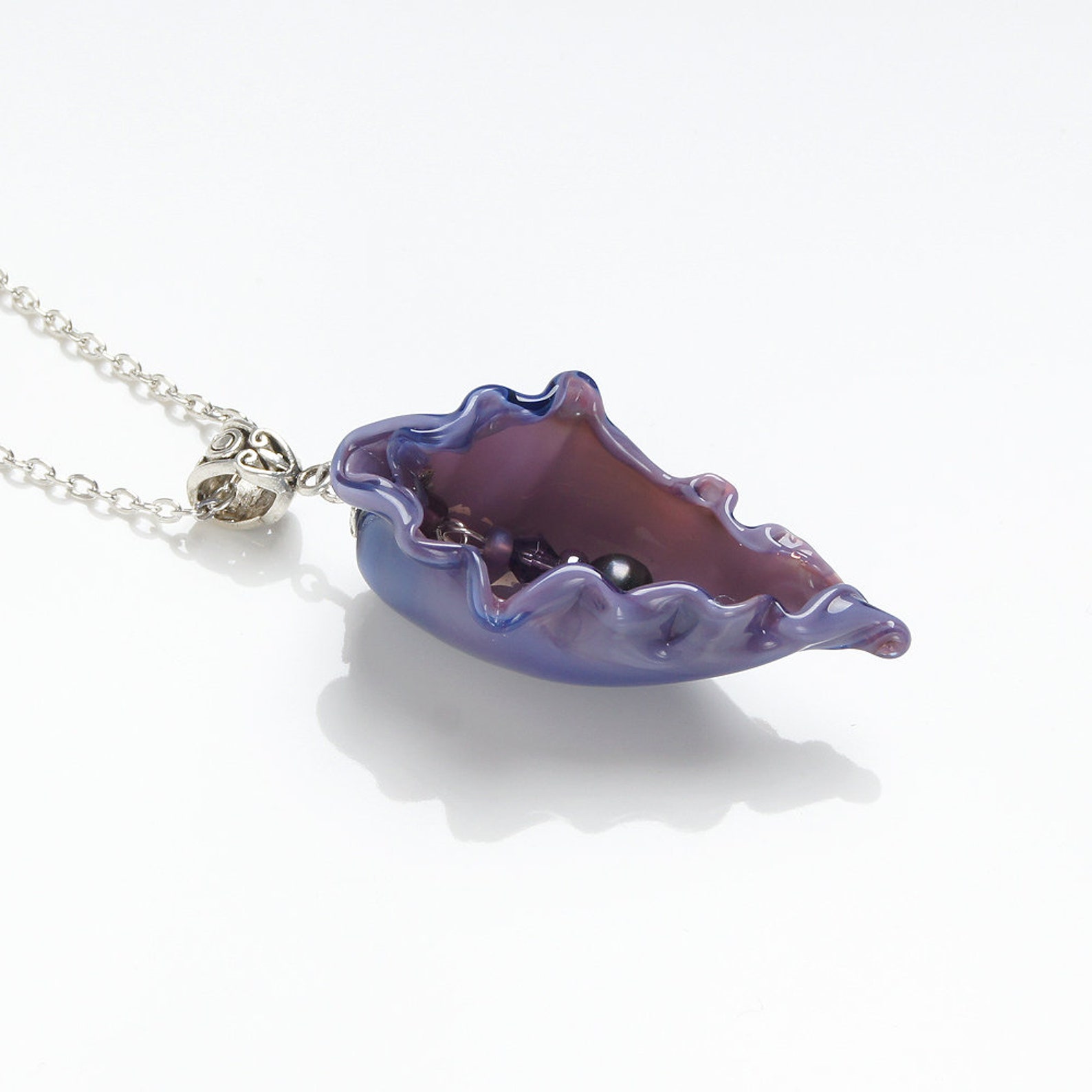Purple Violet Seashell Necklace • Unique Handmade Mermaid Pendant ...