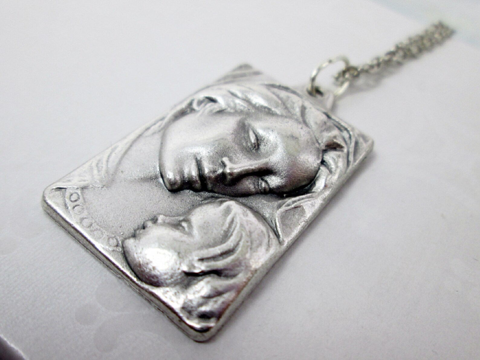 Virgin Mary With Baby Jesus Necklace, Mother of God Necklace, Catholic ...