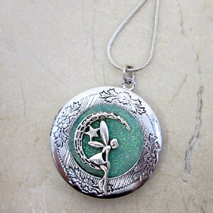 Glow in the Dark Moon Fairy Locket Necklace, Blue Moon Locket for ...