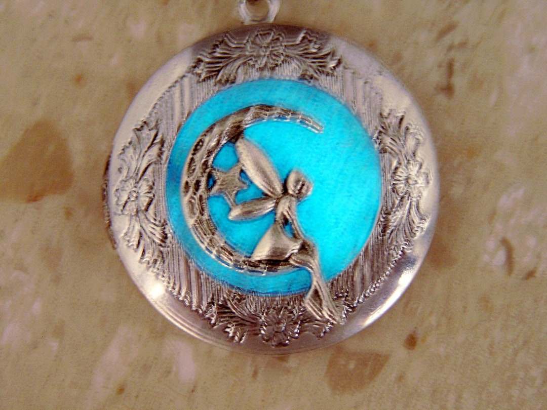 Glow in the Dark Moon Fairy Locket Necklace, Blue Moon Locket for ...