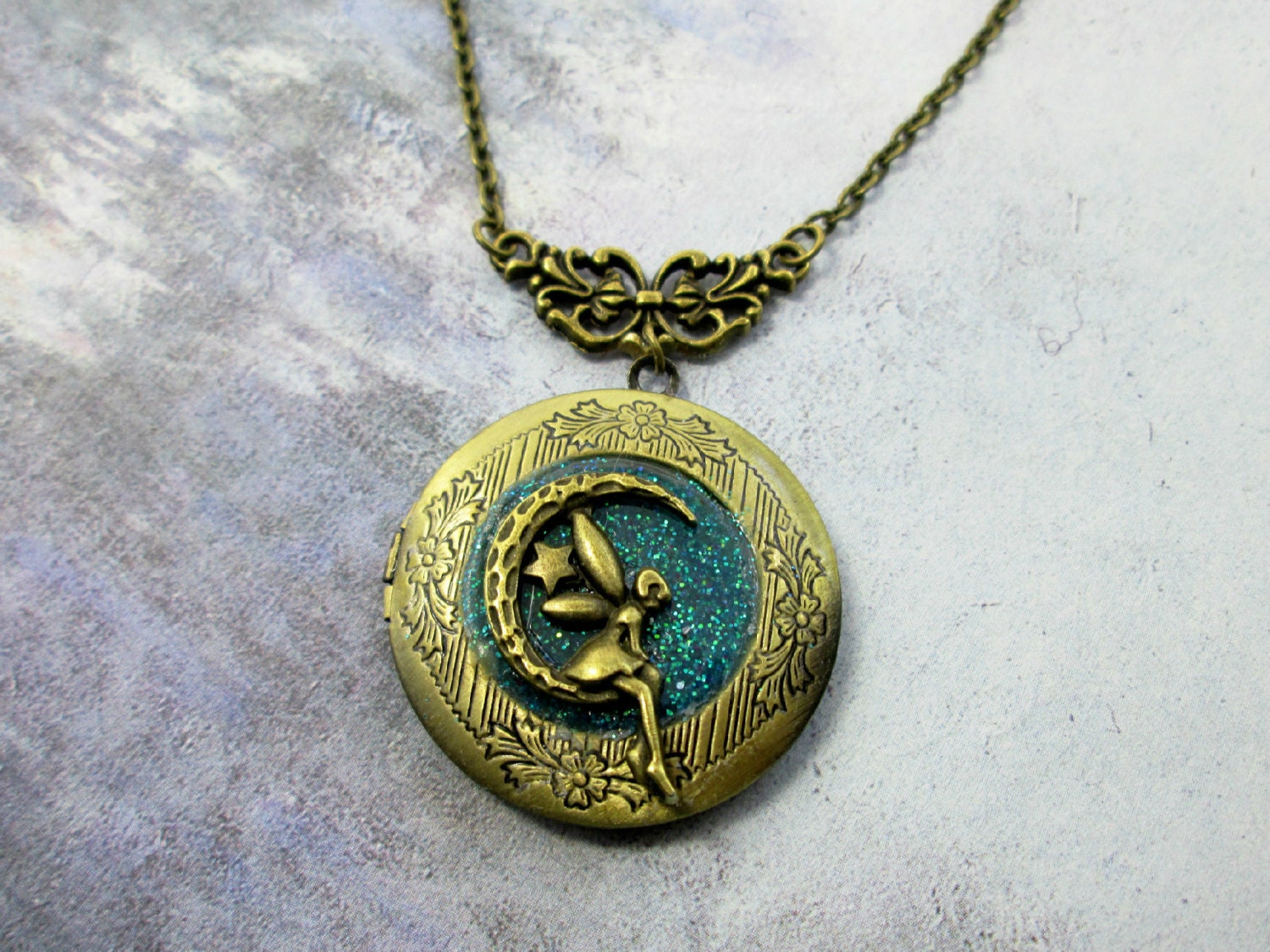 Glow in the Dark Moon Fairy Locket Necklace Blue Moon Locket - Etsy Canada