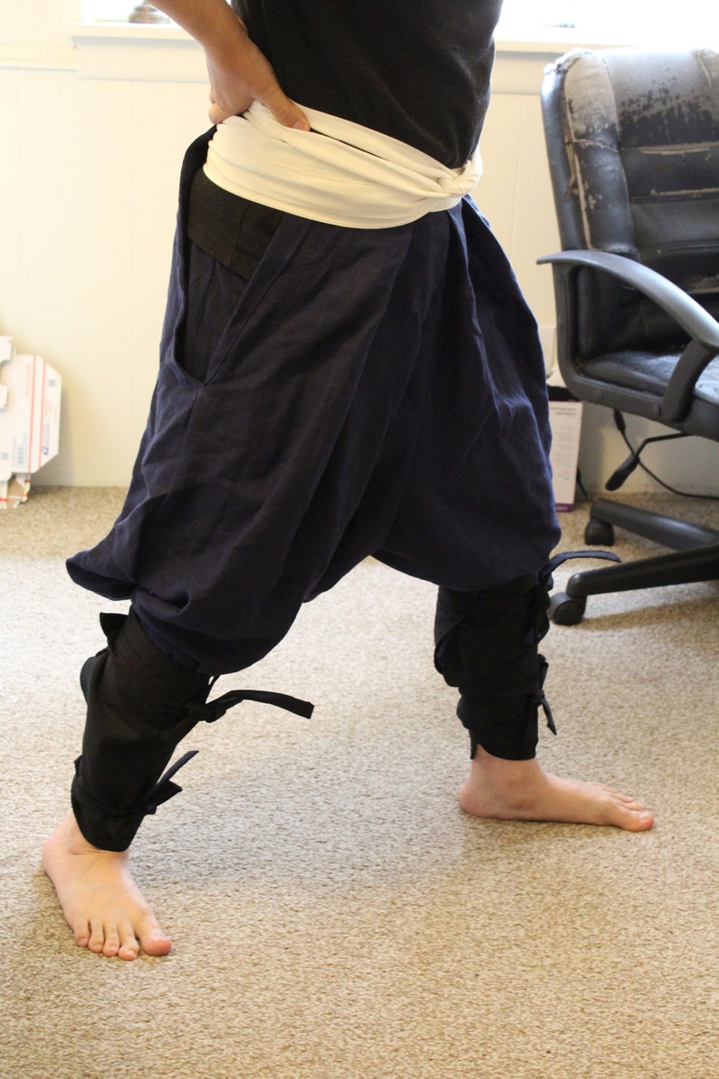 Japanese Ninja Pants Trousers Yoroi Hitatare + Kyahan Leggings Wraps ...