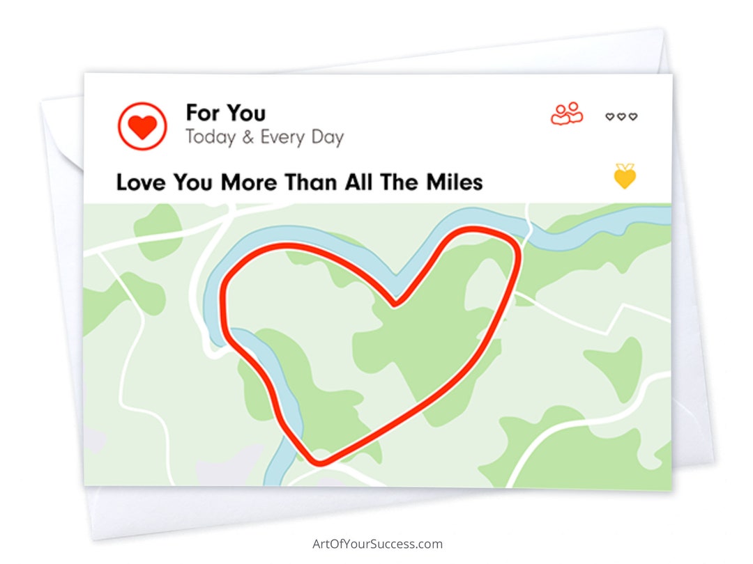 Heart 'strava Art' Card, Valentine’s Card for Runner, Triathlete ...