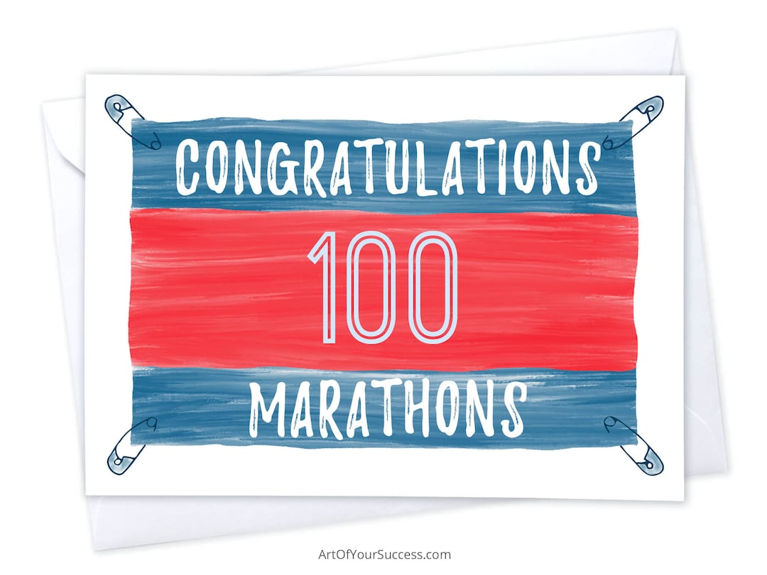 Congratulations 100 Marathons Card: Runner Gift (A6, 5.8 X 4.1 In) - Etsy