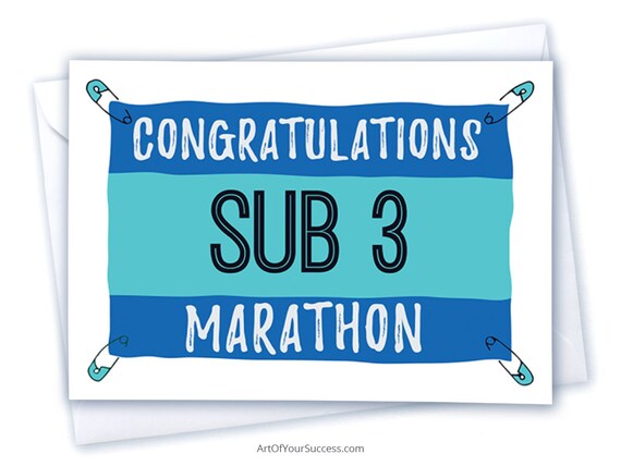 Sub 3 Marathon Congratulations Card Sub 3 3 Hours | Etsy