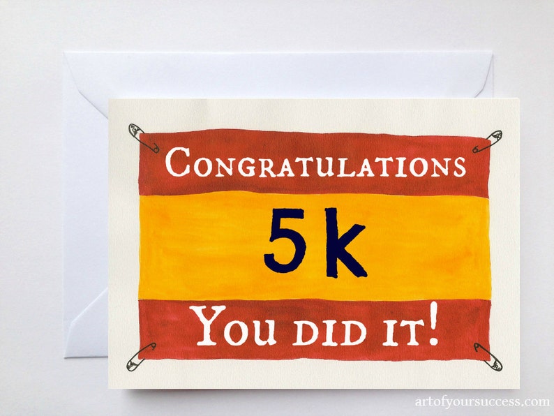 Congratulations 5k run card 5km card for runner couch to 5k | Etsy