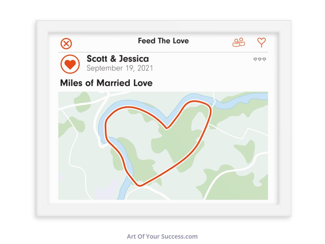 Wedding Heart 'strava Art' Print, Gift for Runner, Print for Runner ...