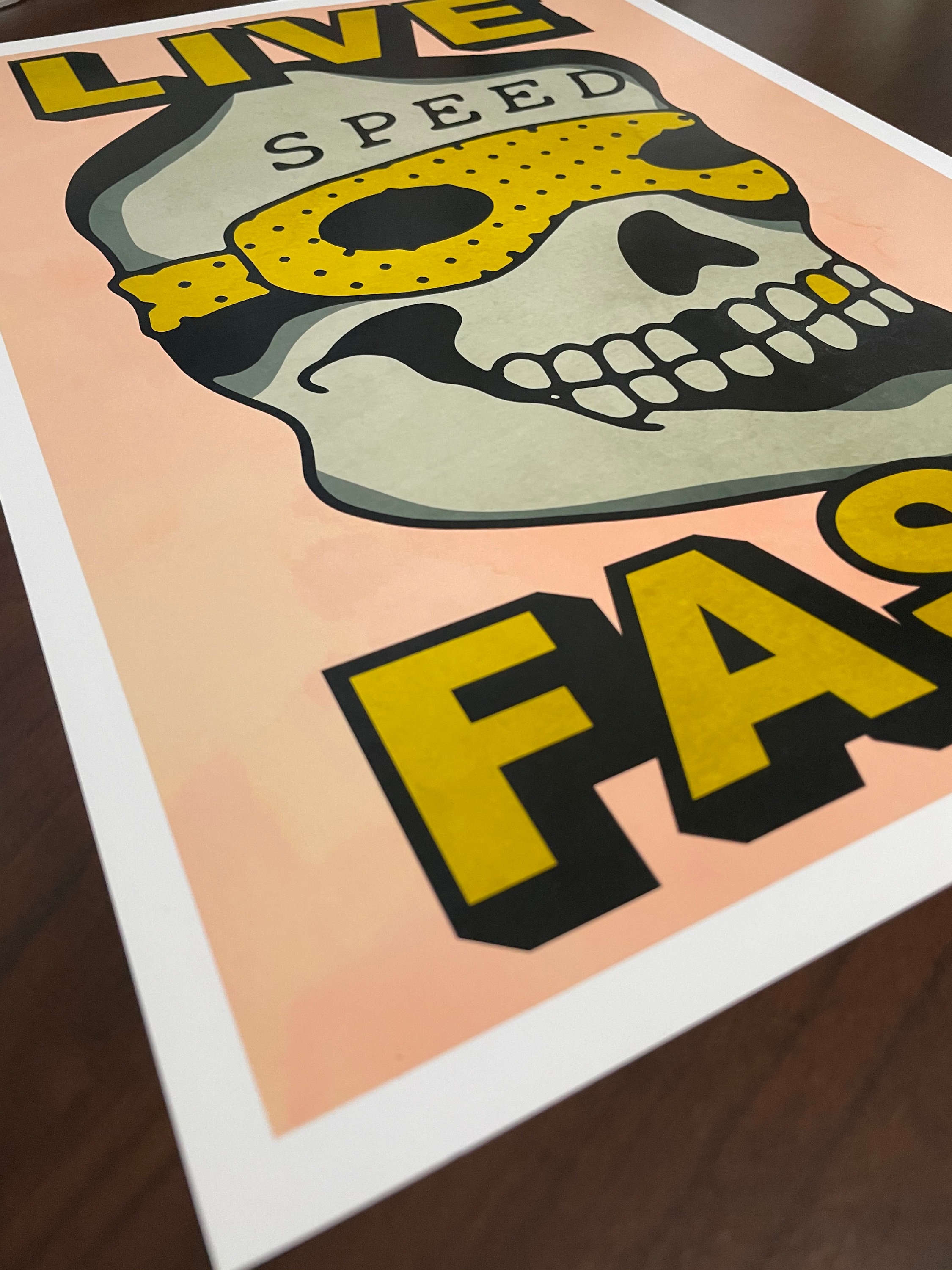 Live Fast A3 Speed Skull Tattoo Print - Etsy