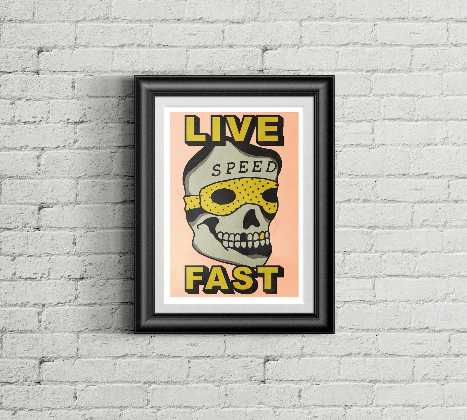 Live Fast A3 Speed Skull Tattoo Print - Etsy