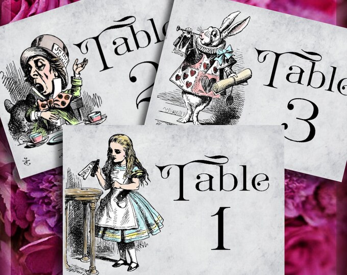 Alice in Wonderland Table Number Signs Tables 1 - 10 Printable Instant ...
