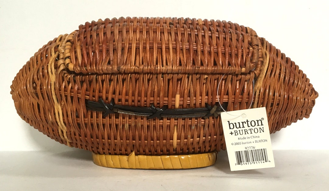 Vintage WICKER FOOTBALL BASKET With Lid & Liner, New With Tags - Etsy