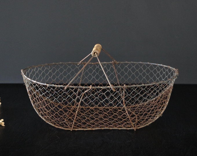 Large Wire Basket, Vintage Wire Basket, Red Coated Orchard Basket - Etsy