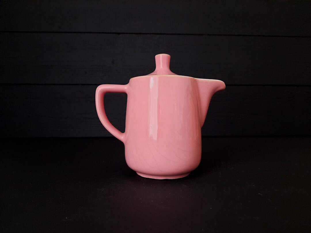 Small Retro Coffee Pot Mid Century Teapot, Melitta Pink Ceramic Tea Pot ...