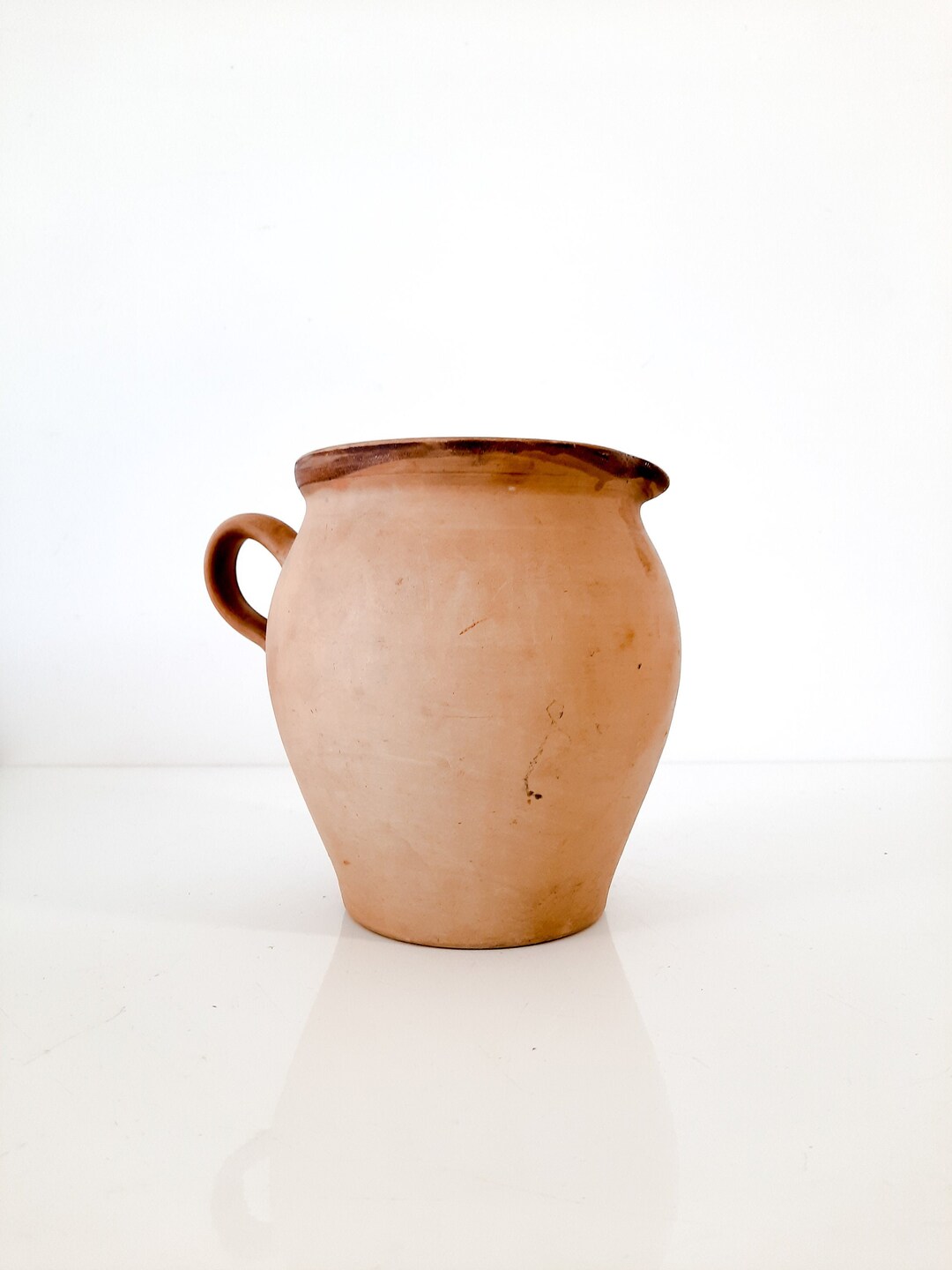 French Terracotta Pot With Handle, Antique French Clay Glazed Pot ...