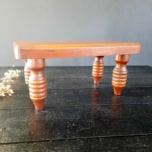 French Vintage Turned Wood Legs Rustic Wooden Footstool, Rustic Stool ...