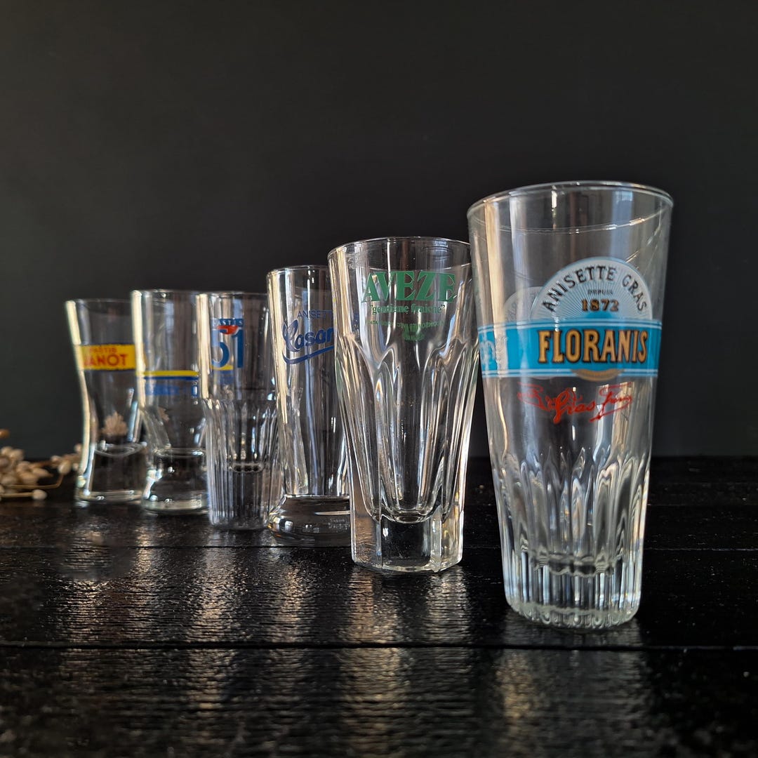 Set of 6 French Vintage Pastis, Ricard, and Anisette Glasses, Instant ...